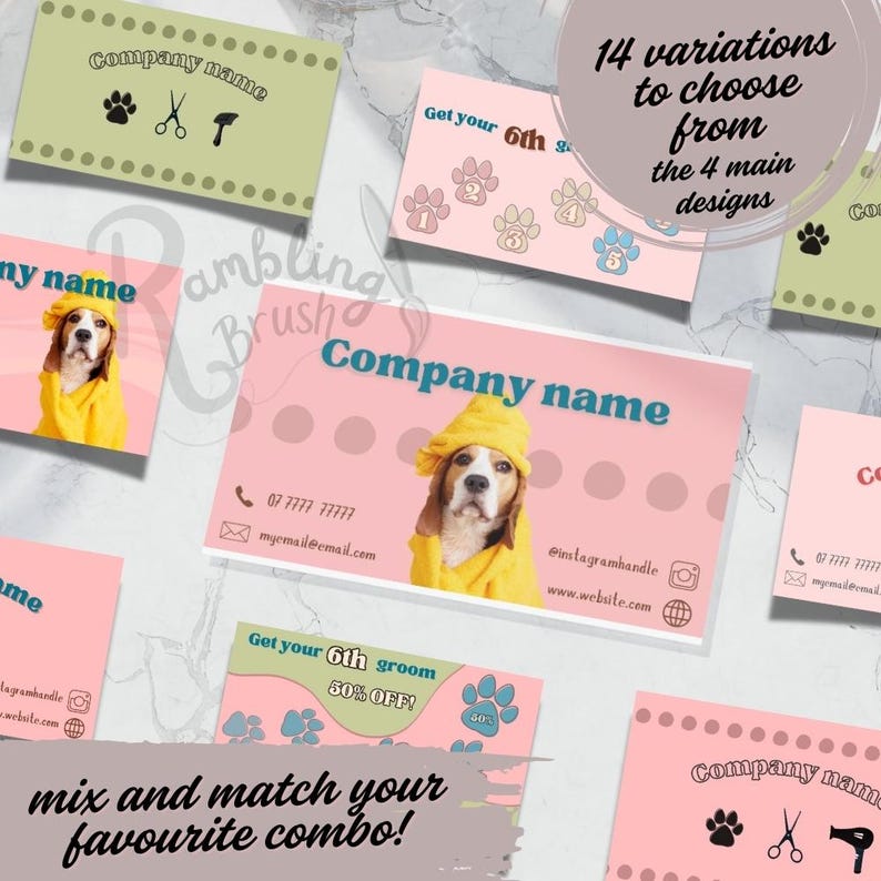 Dog Grooming Loyalty and Business Card Bundle - Etsy