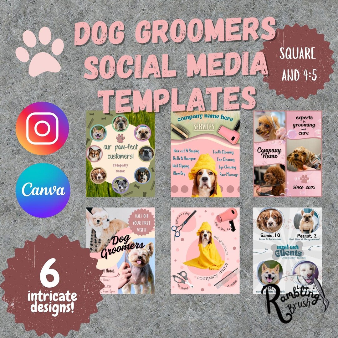 Dog Grooming Social Media Post Bundle - Etsy