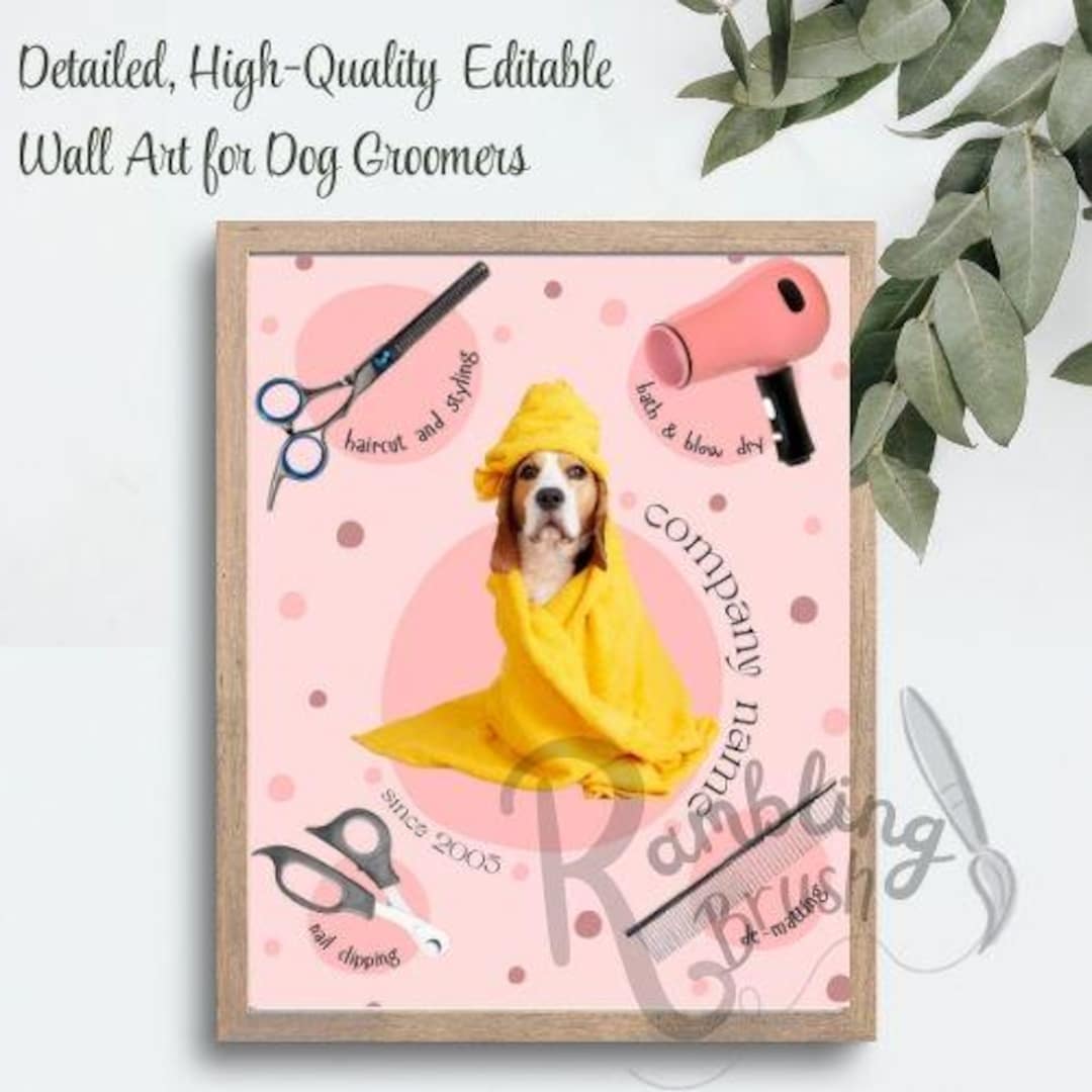 Dog Grooming Editable Wall Art Template / Pet Groomers - Etsy