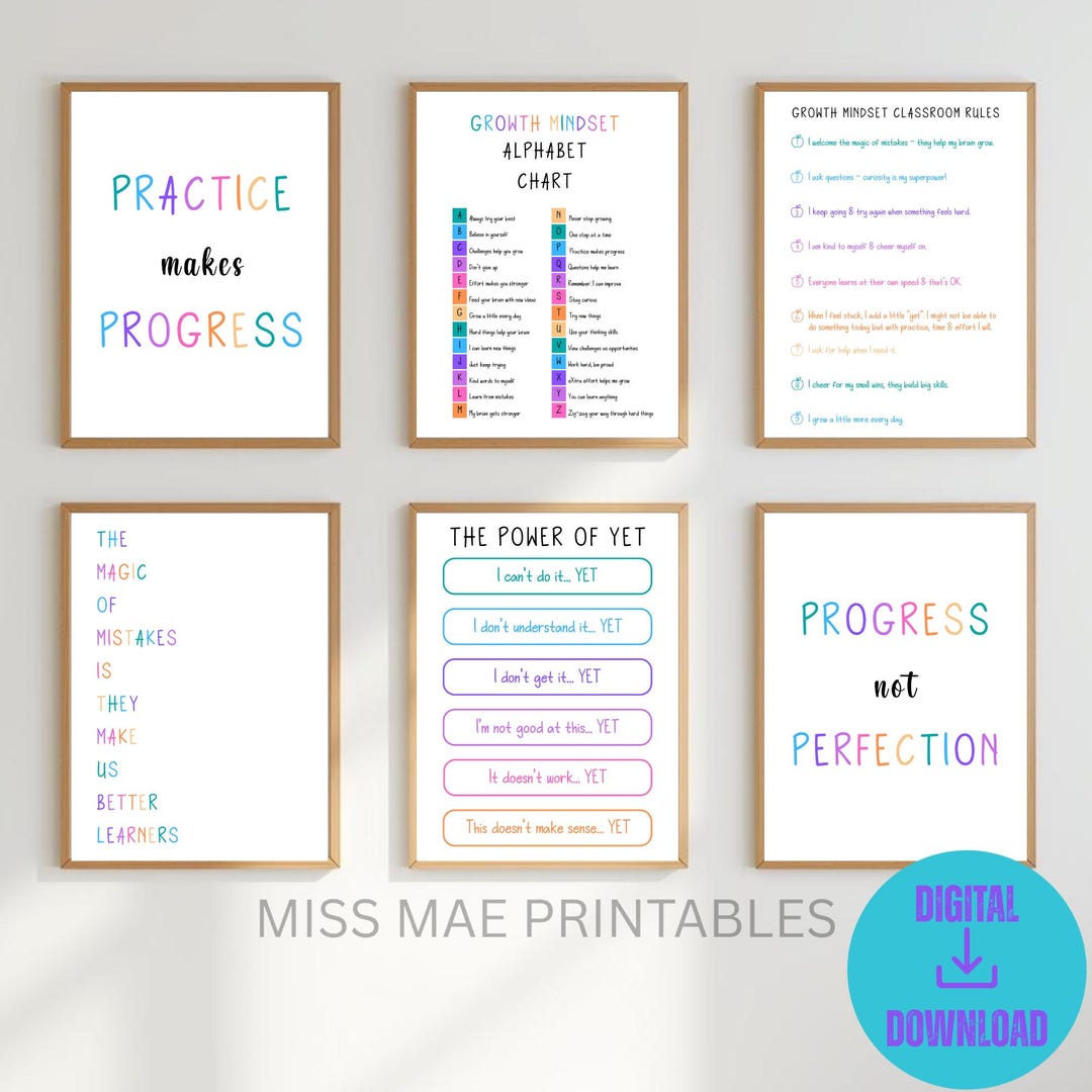 Growth Mindset Posters for Kids Bundle, Digital Download - Etsy