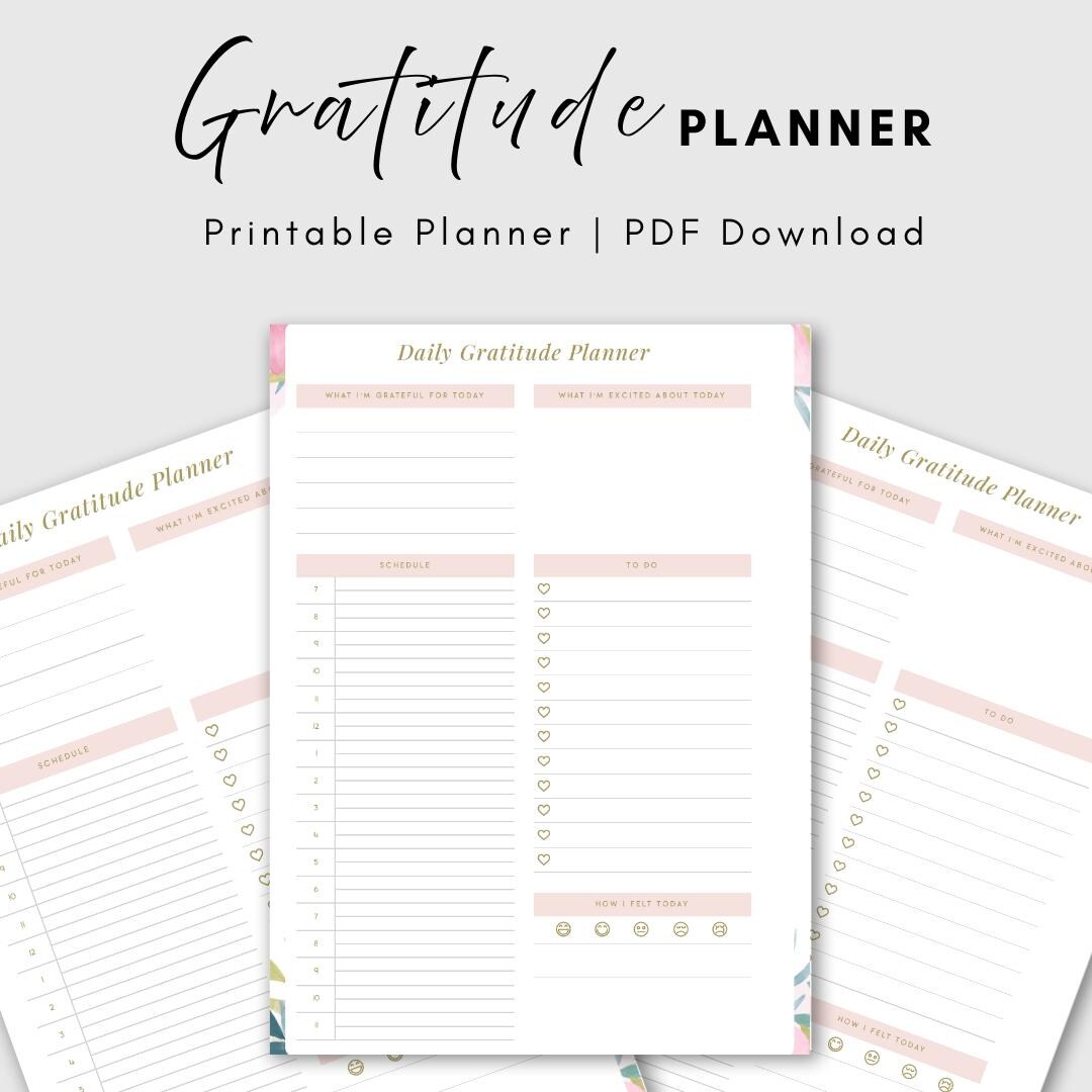 Daily Gratitude Planner | 30 Page Mental Wellness Journal | Self Care ...