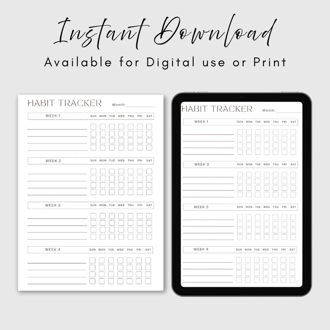 Customizable Habit Tracker | Printable PDF | Undated Daily & Monthly ...