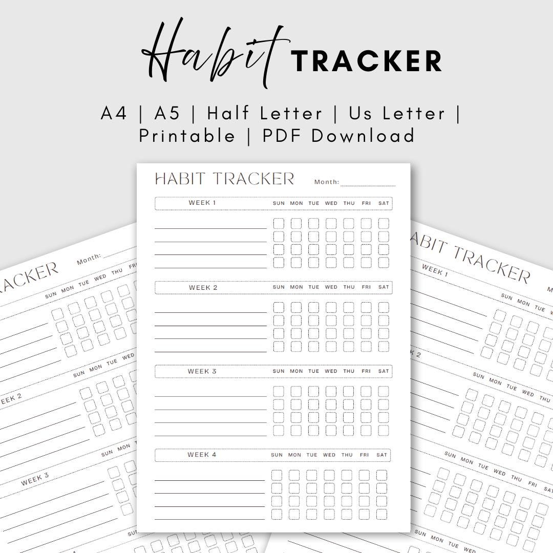 Customizable Habit Tracker | Printable PDF | Undated Daily & Monthly ...