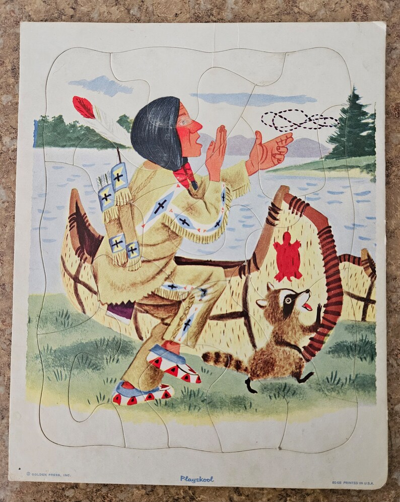 Three Vintage Playskool Native American Puzzles - Etsy