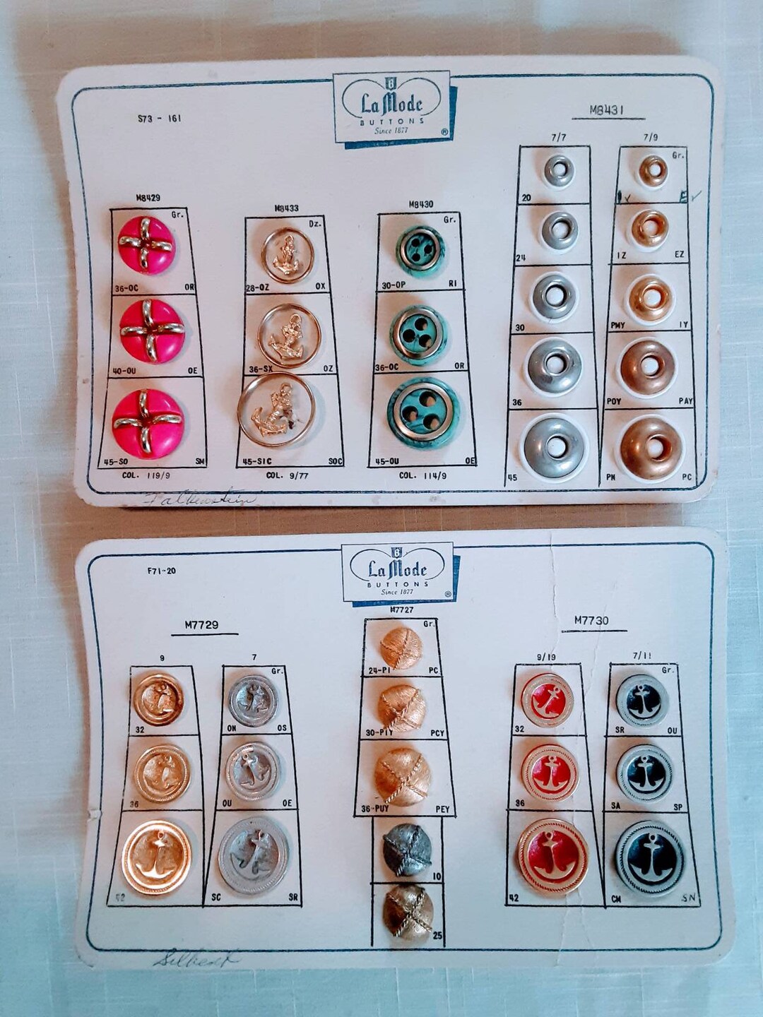 Two Vintage La Mode Button Cards - Etsy