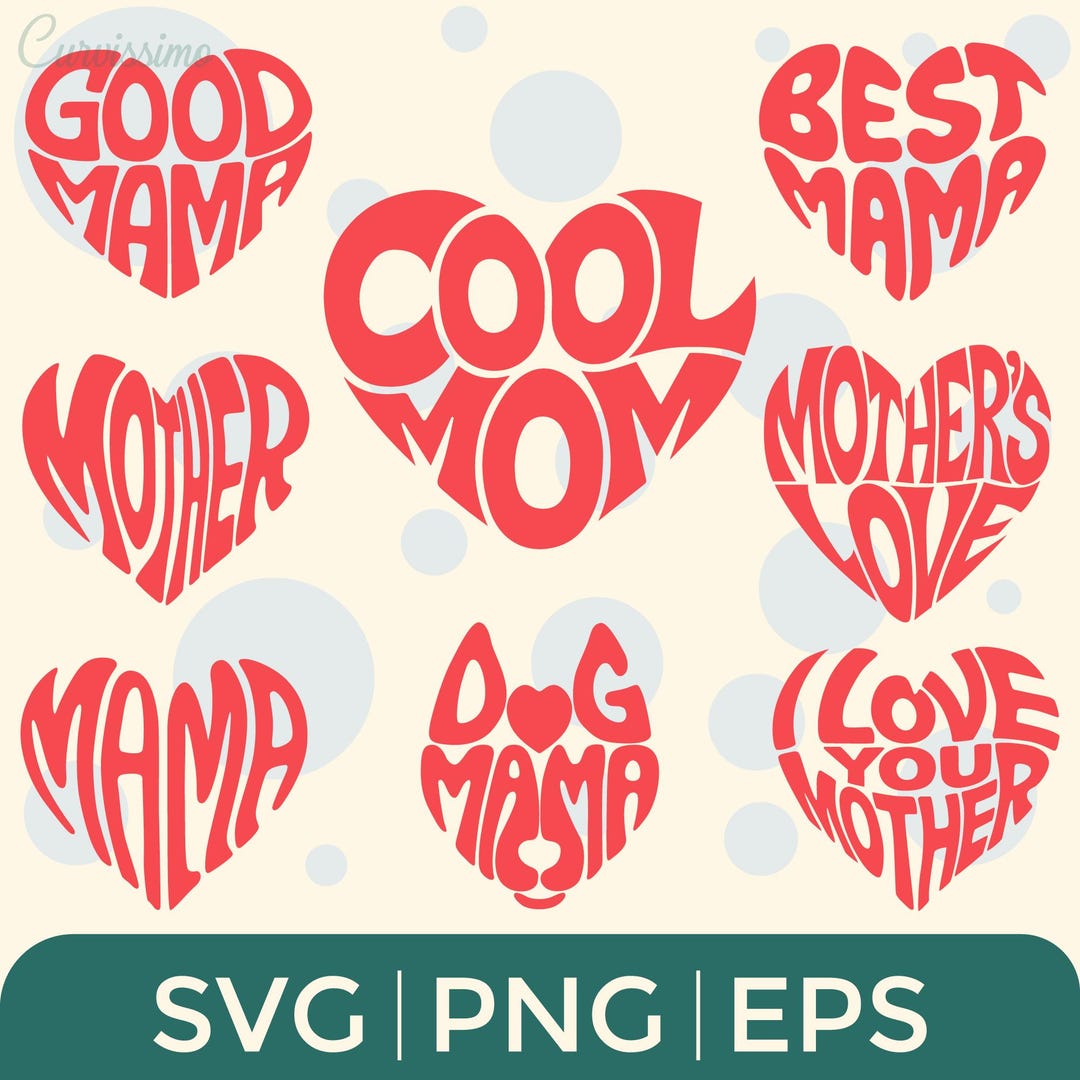 Mom Heart Shaped Vector Clipart SVG PNG Digital Download - Etsy