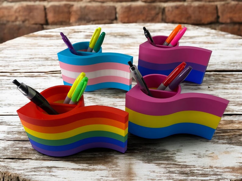 Pride Flag Desk Organizer | Rainbow Pencil Holder | LGBTQ+ Pride Office ...