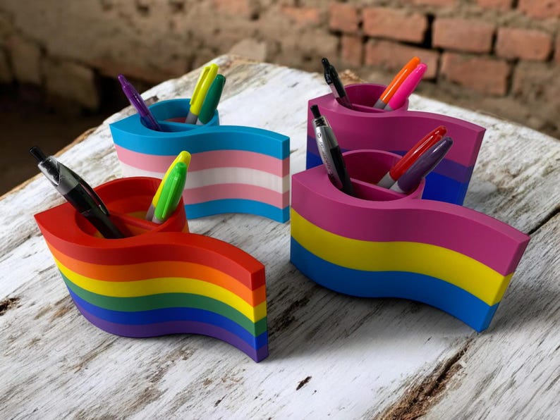 Pride Flag Desk Organizer | Rainbow Pencil Holder | LGBTQ+ Pride Office ...