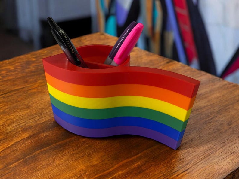 Pride Flag Desk Organizer | Rainbow Pencil Holder | LGBTQ+ Pride Office ...