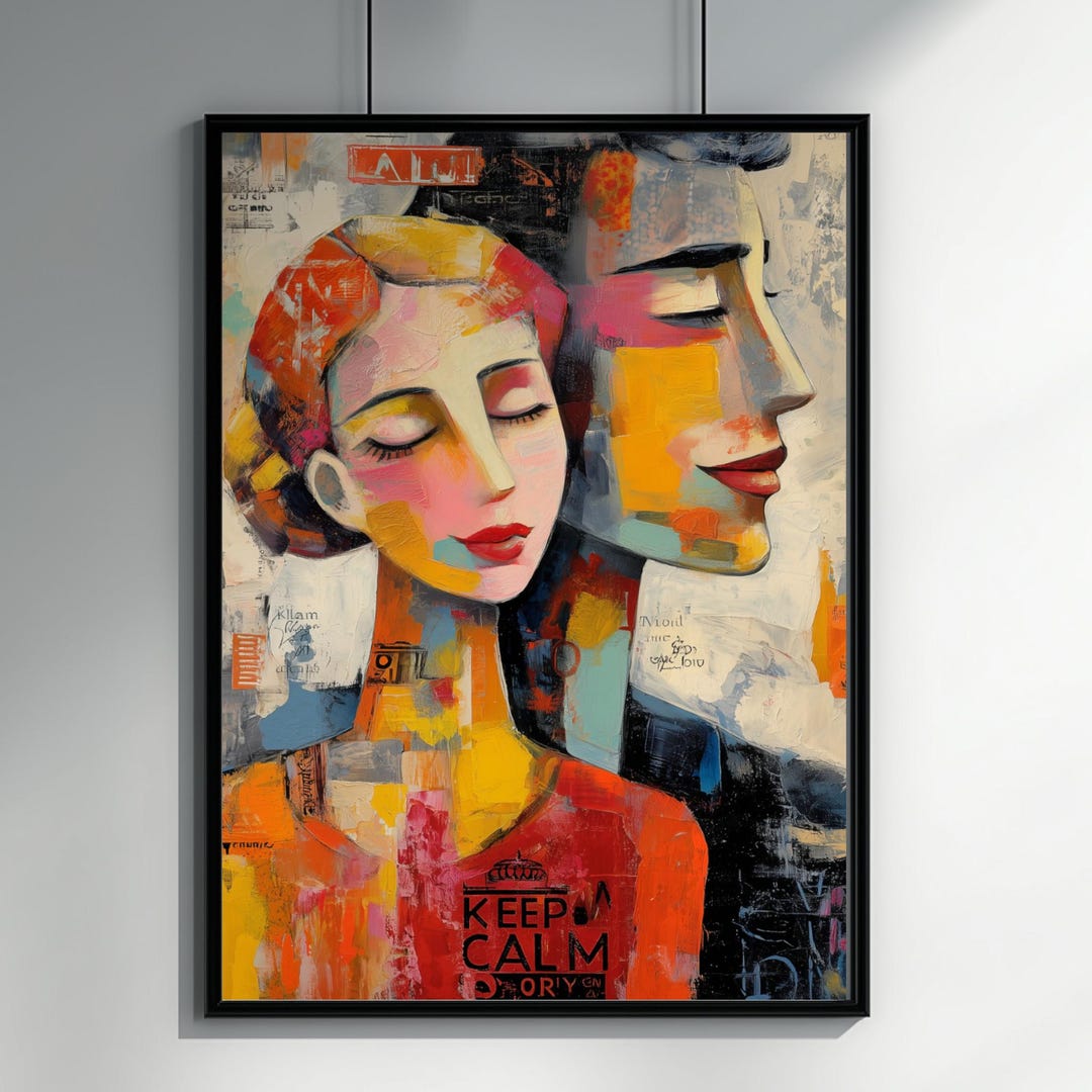 Abstract Couple Art – Modern Love Painting, Romantic Pop Art Print ...