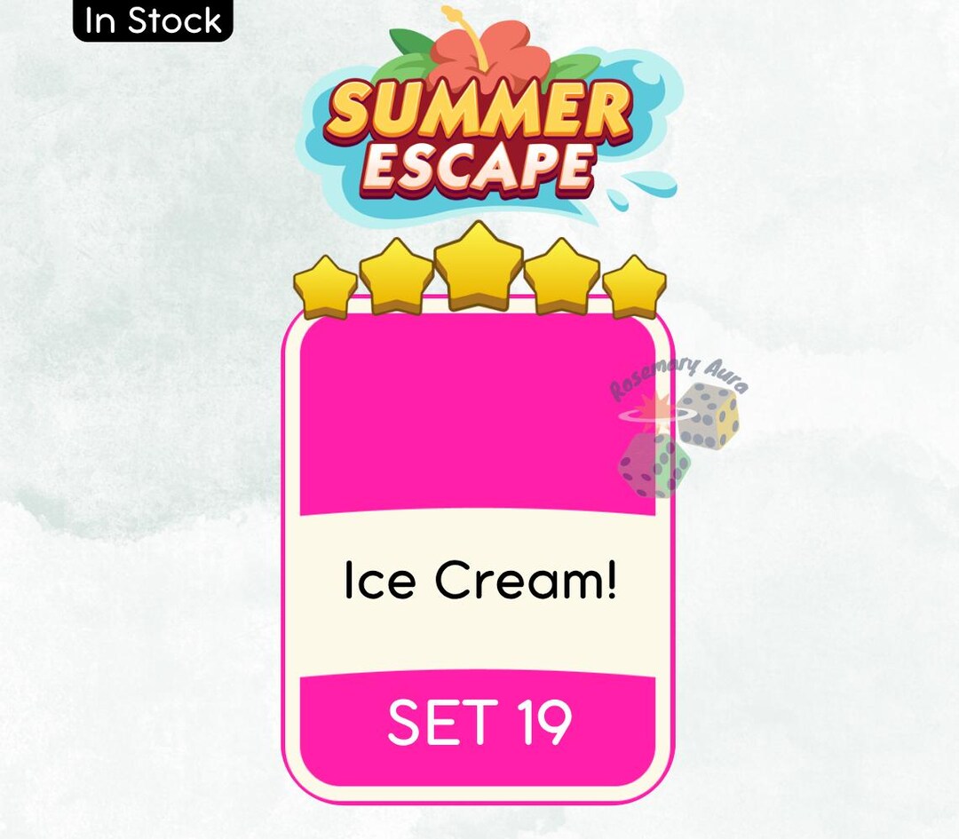 Monopoly_go Stickers Ice Cream 5 Stars - Set 19 - Summer Escape - Etsy