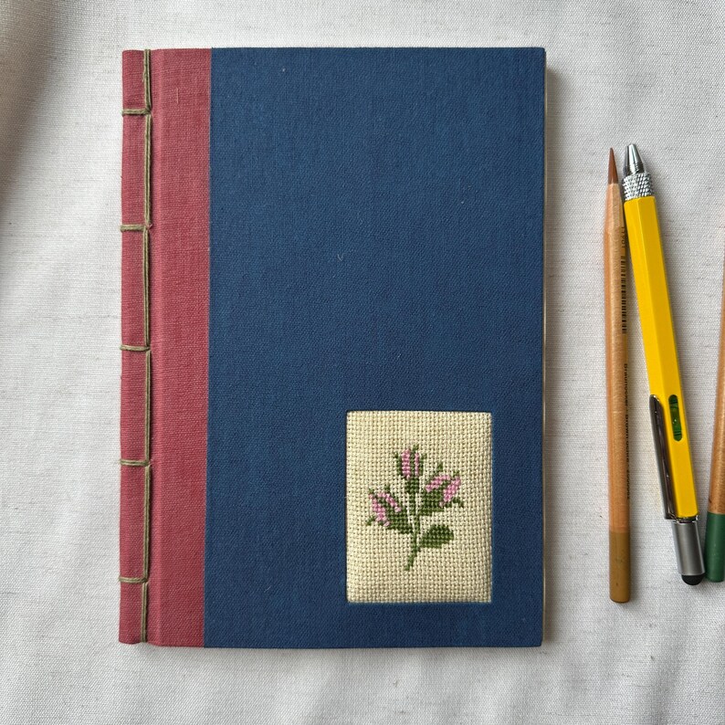 Handmade Floral Cross-stitch Notebook: Cream Unlined Journal - Etsy