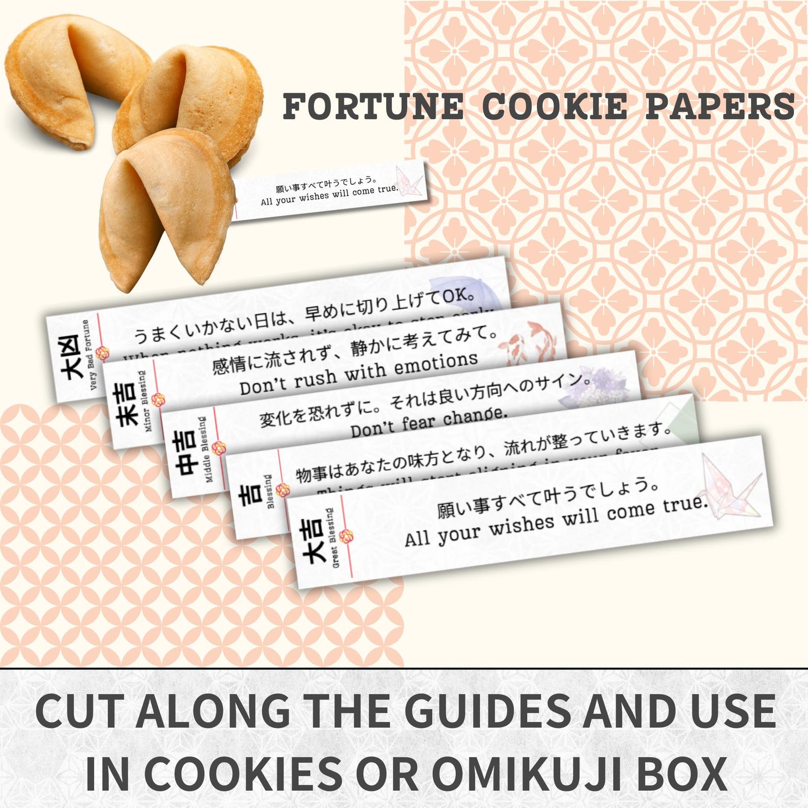 Japanese Fortune Cookie Omikuji – Printable PDF Set - Etsy