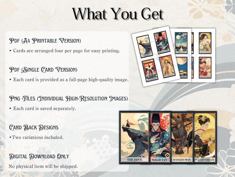 Ukiyo-e Tarot Printable – 78 Card Japanese Fortune Telling Set, Digital ...