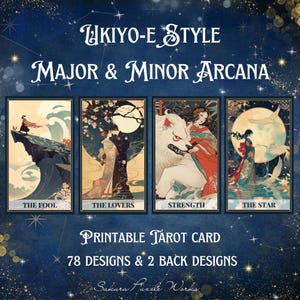 Printable Ukiyo-e Tarot Full Deck – 22 Major Arcana Cards + 56 Minor Arcana Cards + 2 Back ...