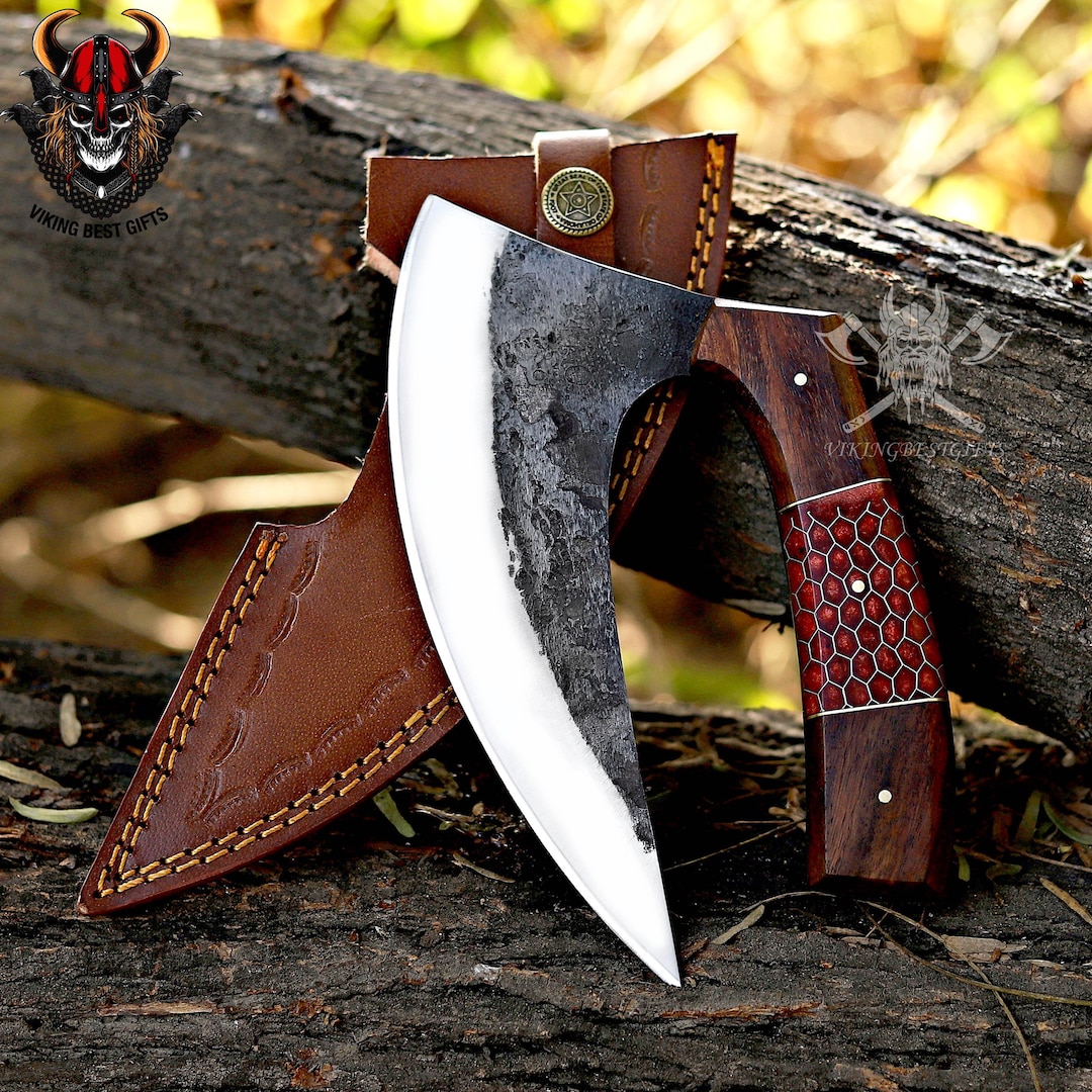 Hand Forged Damascus Steel Blade Pizza Axe. - Etsy