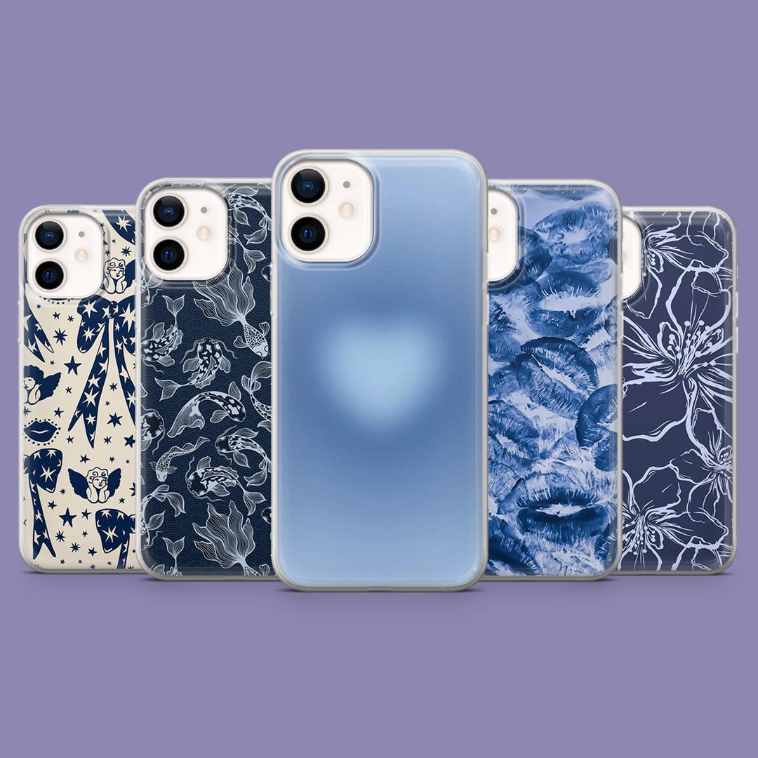 Navy Blue Phone Case Elegant Dark Blue Cover for iPhone 16, 15, 14, 13 ...