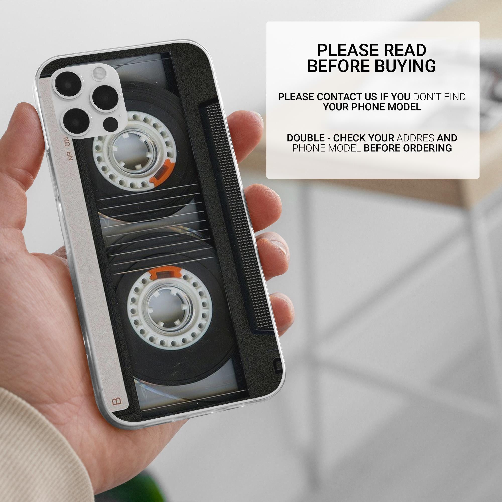 Cassette Phone Case VHS Tape Player Cover for iPhone 16, 15, 14, 13, 12 ...