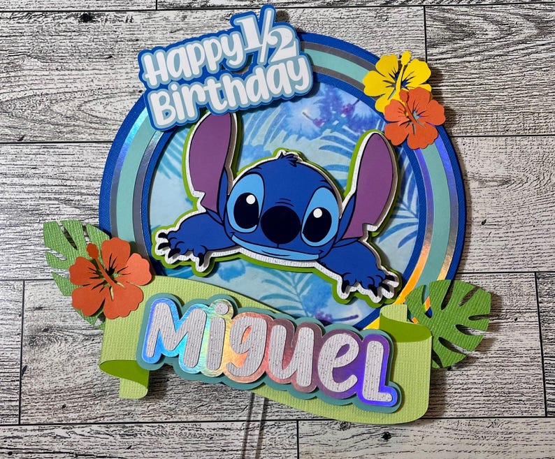 Stitch Cake Topper Lilo Stitch Birthday Decoration Custom Name