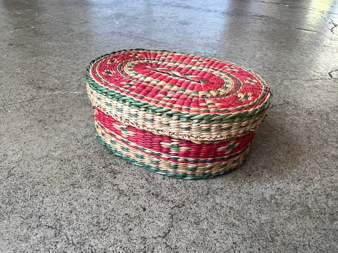 FOUND : Vintage Woven COVERED BOX - Etsy