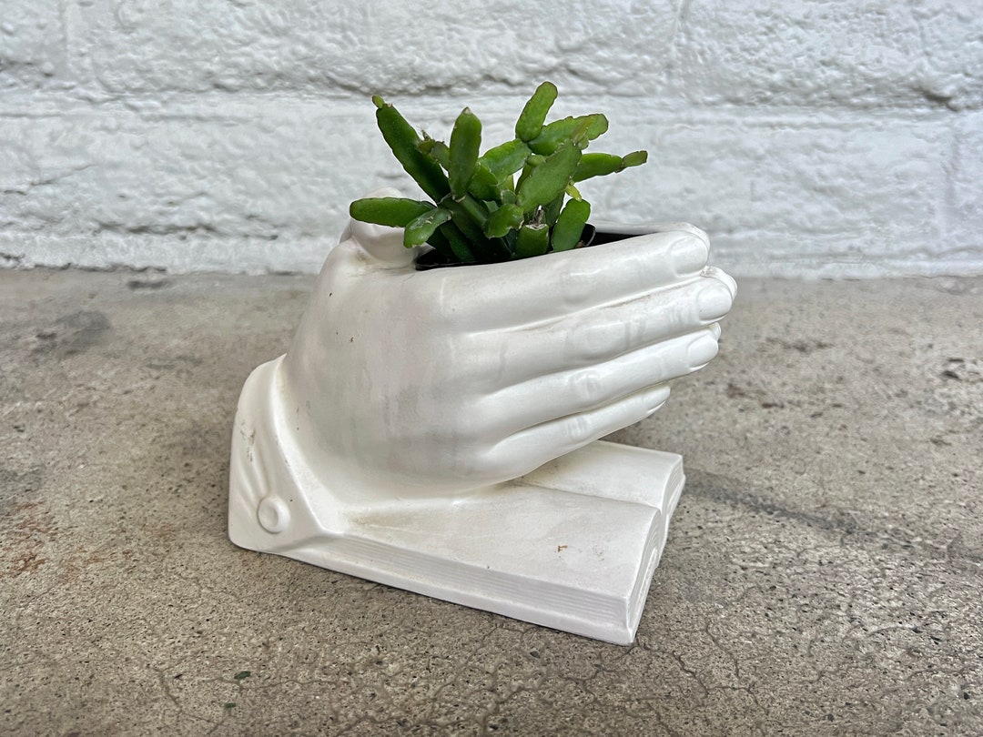 FOUND : Ceramic HANDS PLANTER Hands Cupped Together to Hold - Etsy