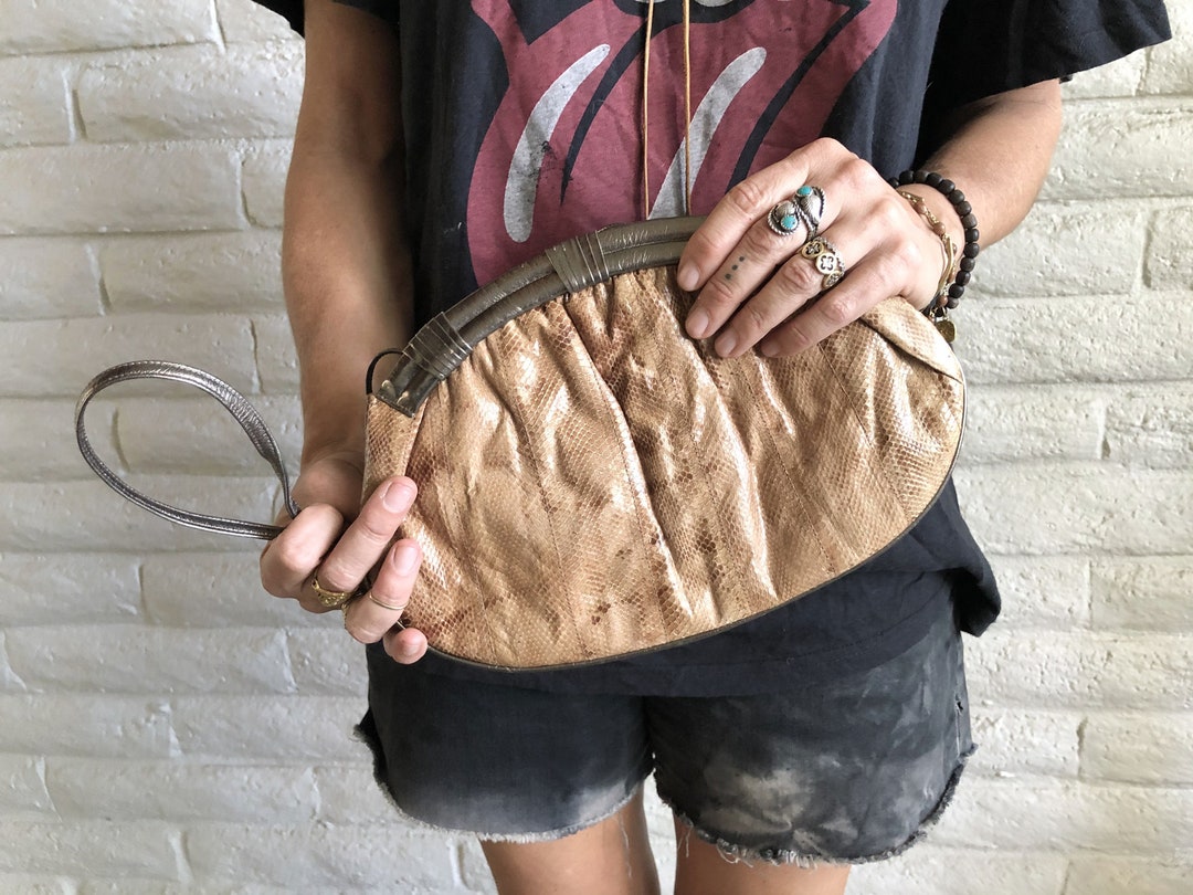 FOUND : Vintage BARBARA BOLAN Bronze Leather & Snakeskin Clamshell ...