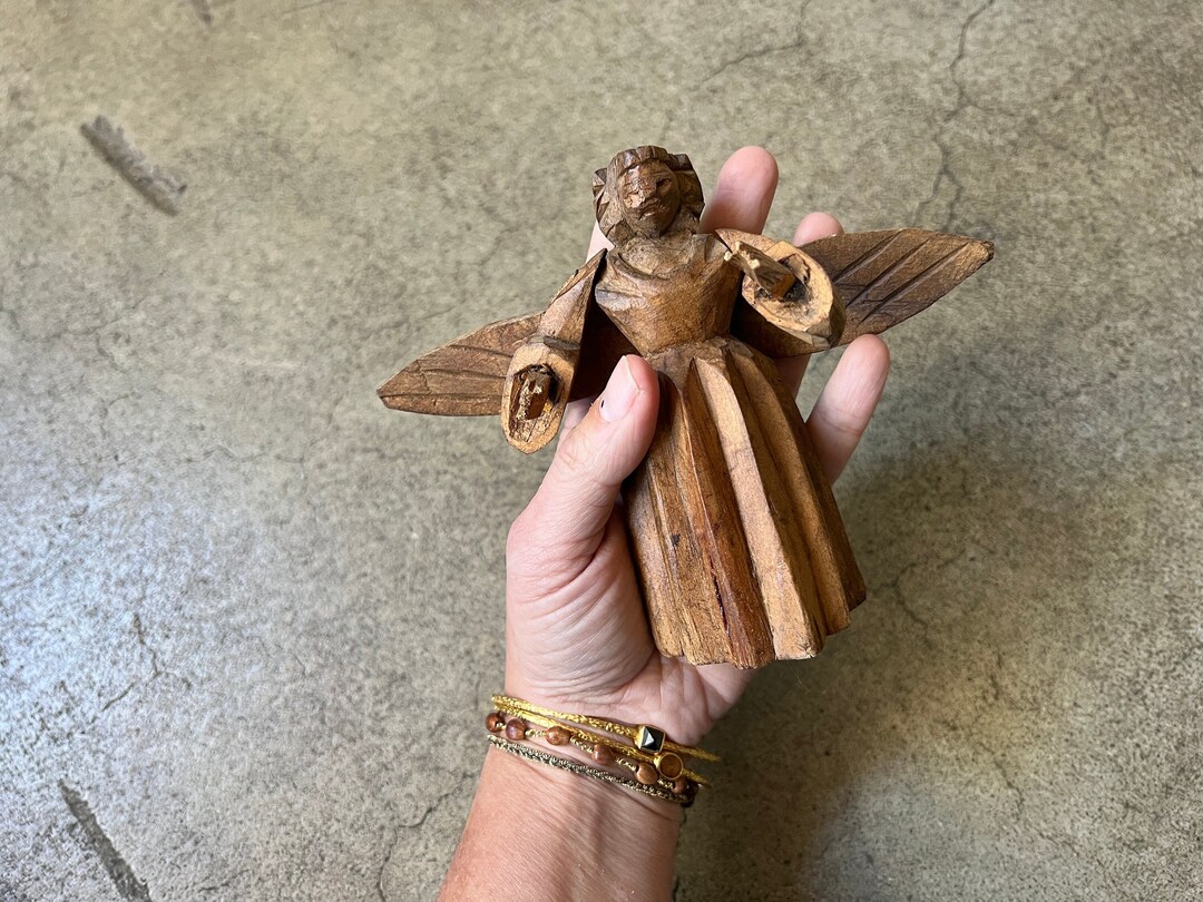 FOUND : Carved WOOD ANGEL Outsider Art Sculpture - Etsy