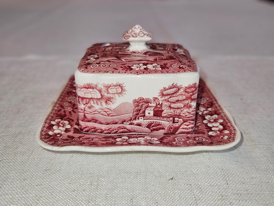 Vintage Spode Pink Tower Square Butter Dish. Unusual Vintage Item in ...