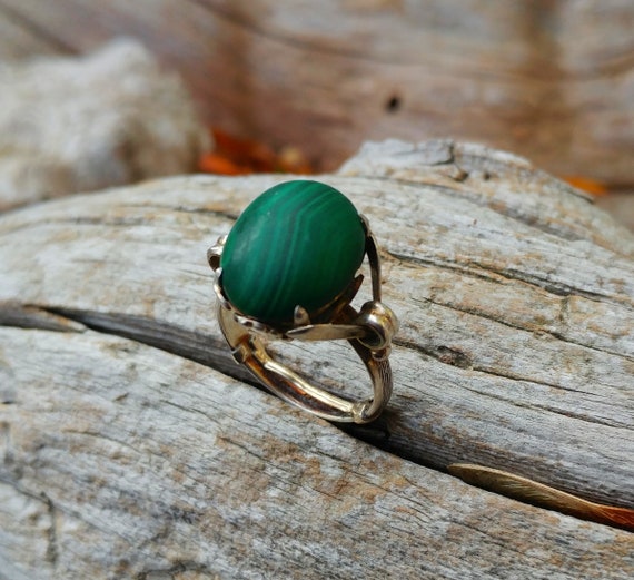 Gorgeous Malachite and Sterling Silver Ring Etsy
