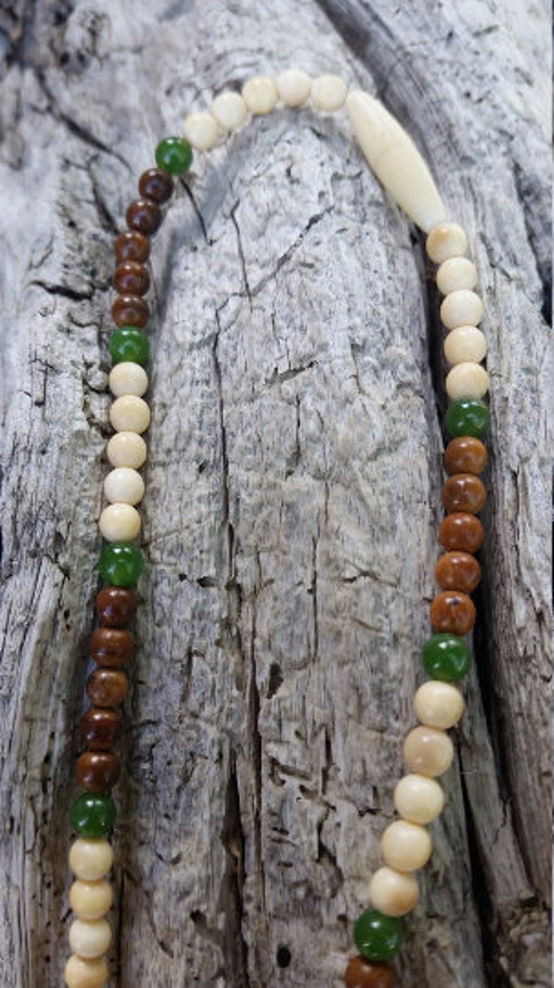 Vintage Native American Alaskan Jade and Muskox Bone Necklace | Etsy