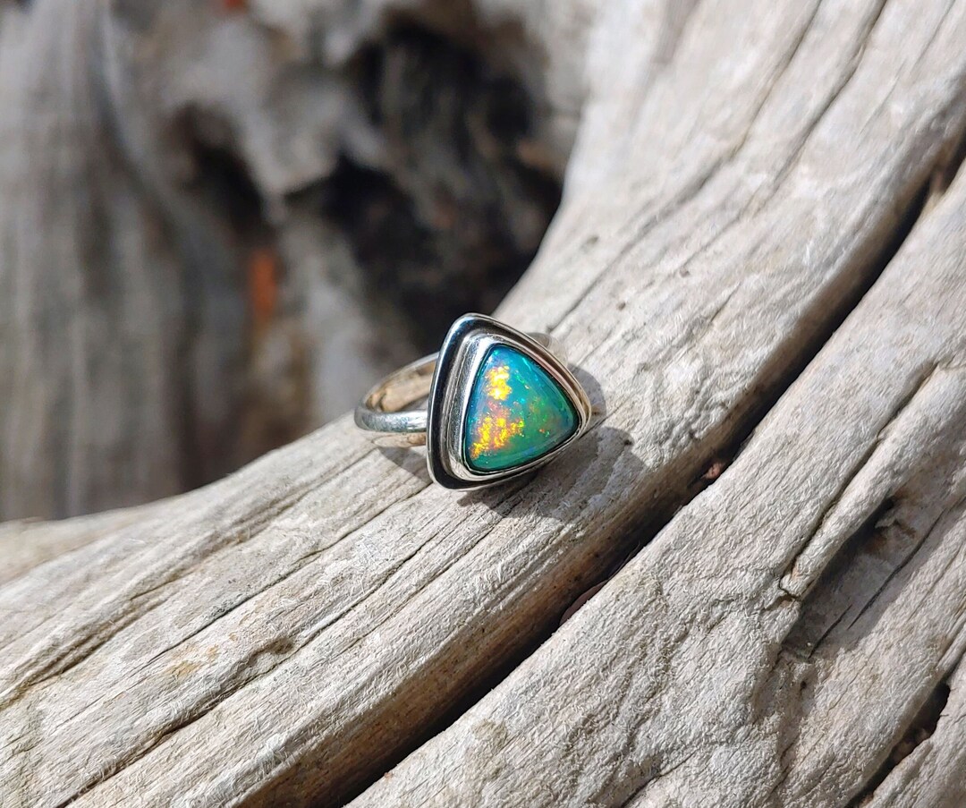 Trinity Natural Opal and Sterling Silver Handmade Ring by Rick Olmstead ...