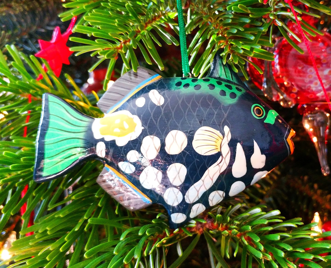 Hand Carved and Painted Parrot Fish Christmas Ornament - Etsy