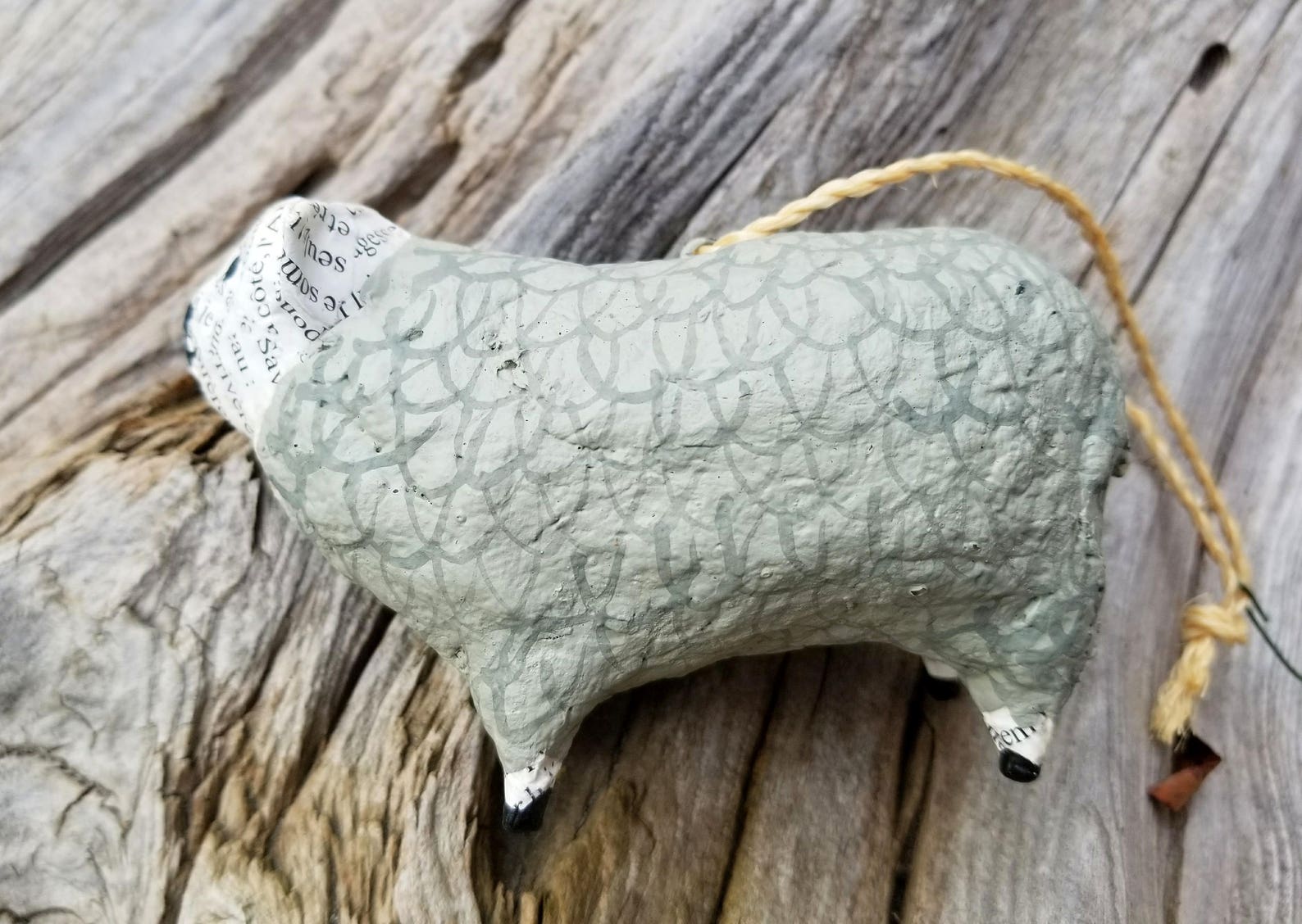 Handmade Up-cycled Paper Mache Sheep Christmas Ornament | Etsy