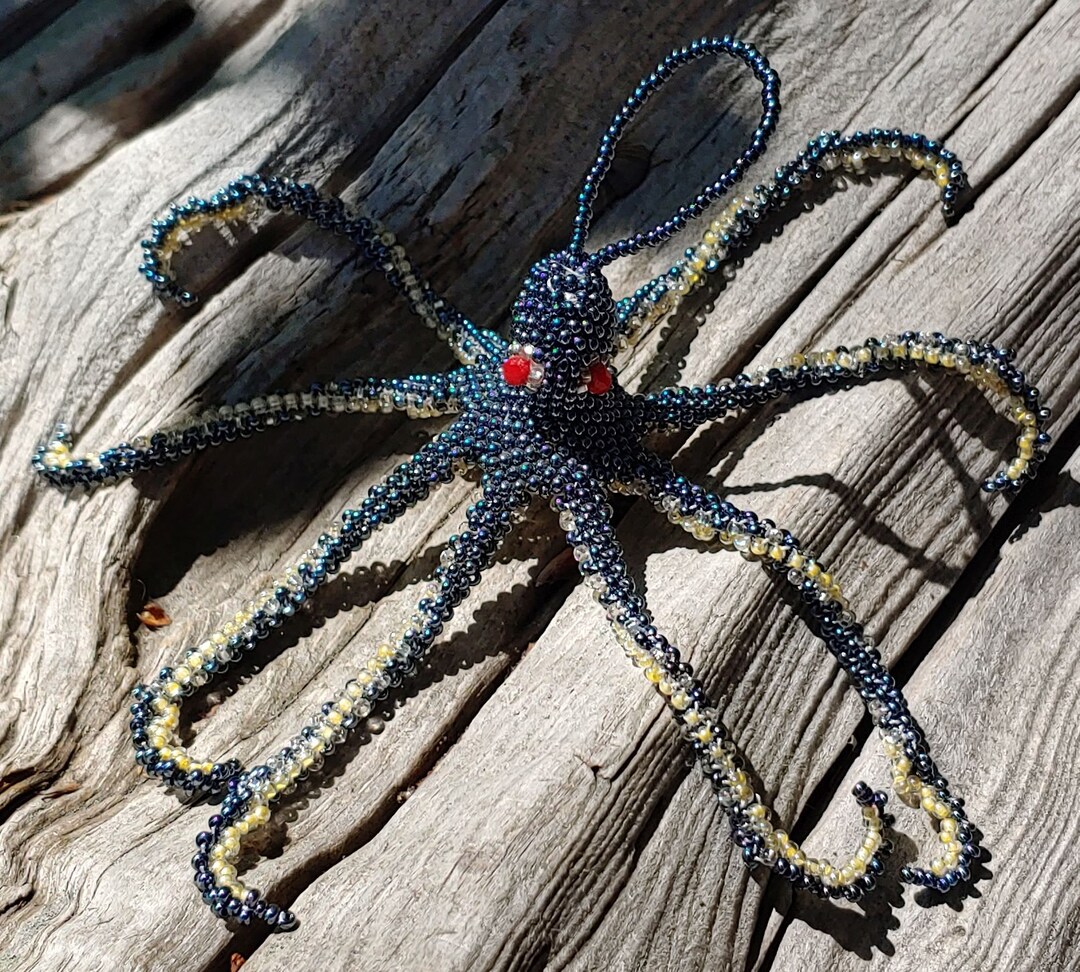 Handmade Glass Seed Beaded Octopus Christmas Tree Ornament - Etsy