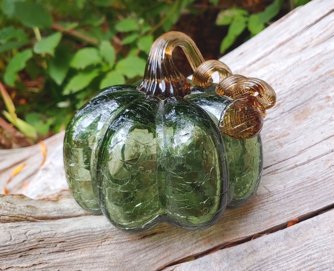 Beautiful Green Glass Pumpkin Sculpture - Etsy