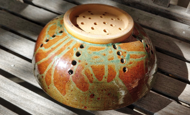 Gorgeous Handmade Large Green and Brown Ceramic Colander - Etsy