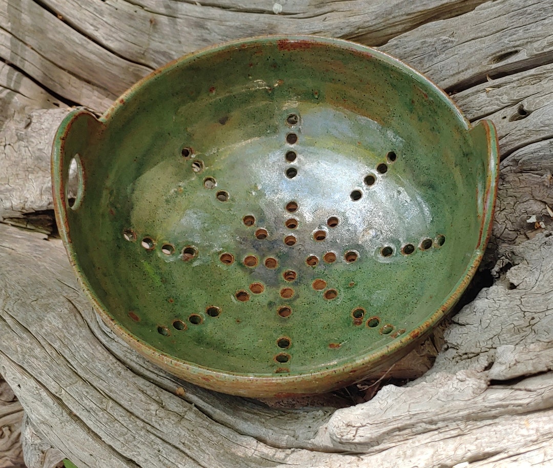 Gorgeous Handmade Large Green and Brown Ceramic Colander - Etsy