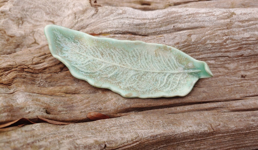 Gorgeous Handmade Sage Ceramic Feather Ring Dish - Etsy