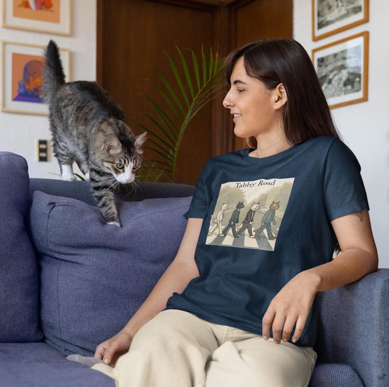 Tabby Road Beatles T-shirt: Funny Abbey Road Album Cover Cat Lover Tee ...
