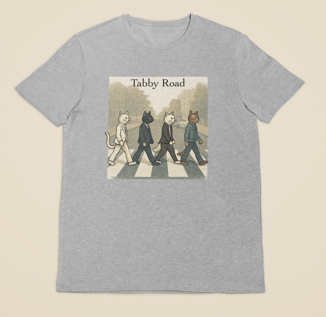 Tabby Road Beatles T-shirt: Funny Abbey Road Album Cover Cat Lover Tee ...