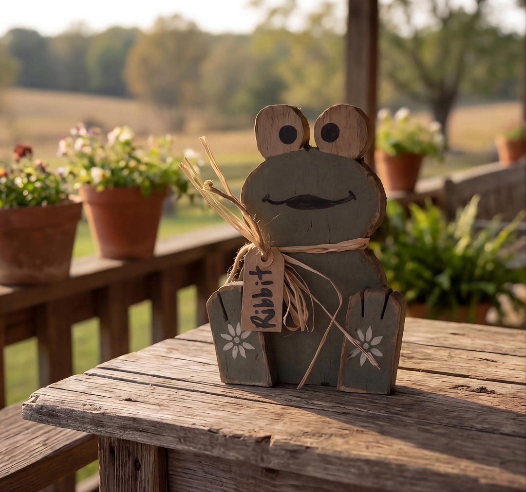 Rustic Wooden Frog Shelf Sitter, Farmhouse Spring Decor, USA Made ...