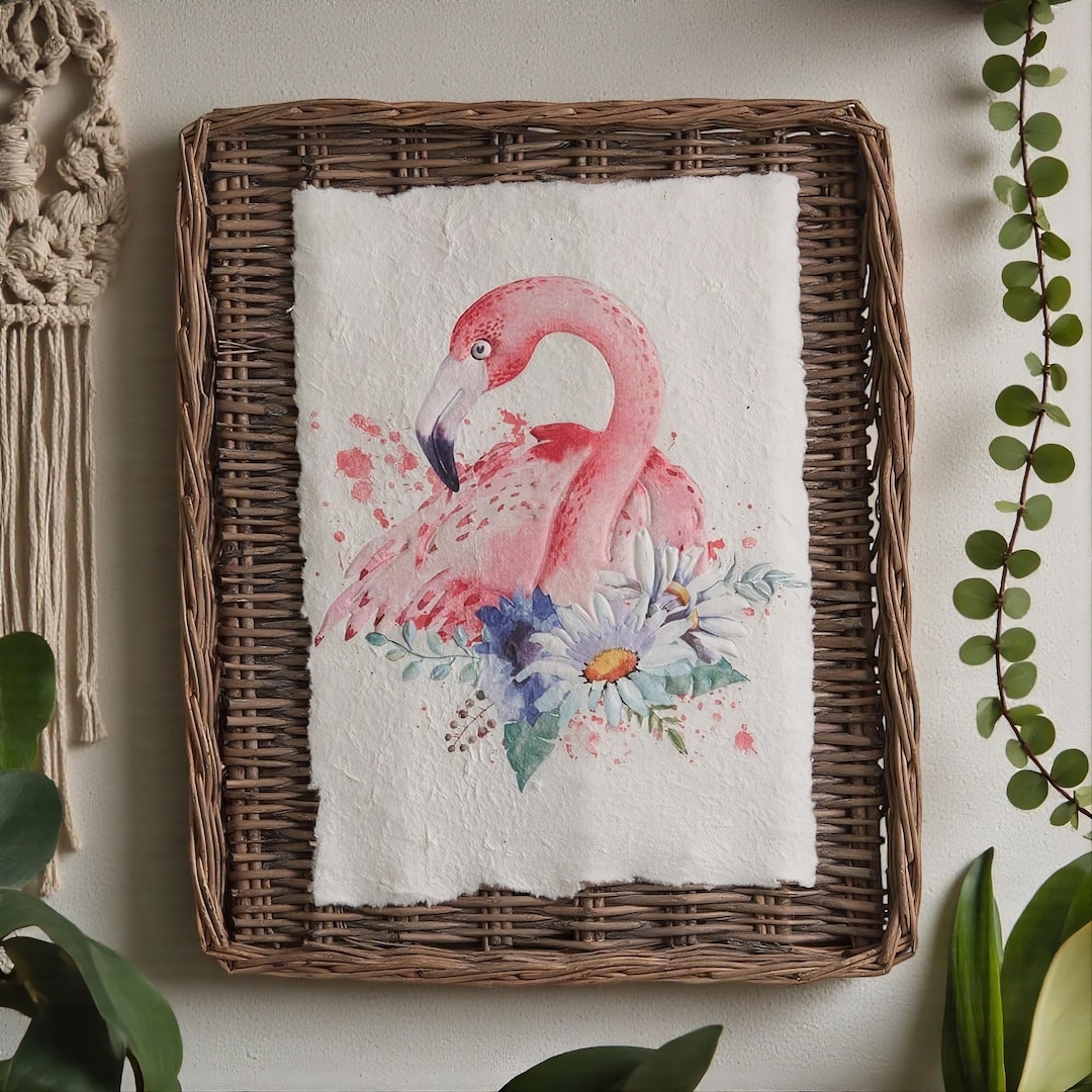 Woven Wicker Flamingo Wall Basket | Boho Tropical Decor - Etsy
