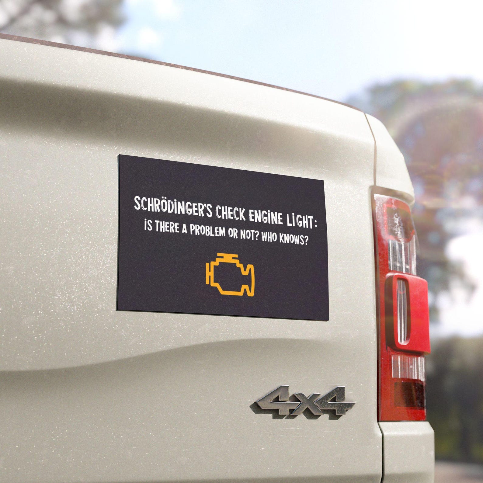 Funny Nerdy Car Magnet - Schrödinger's Check Engine Light Auto Decor ...