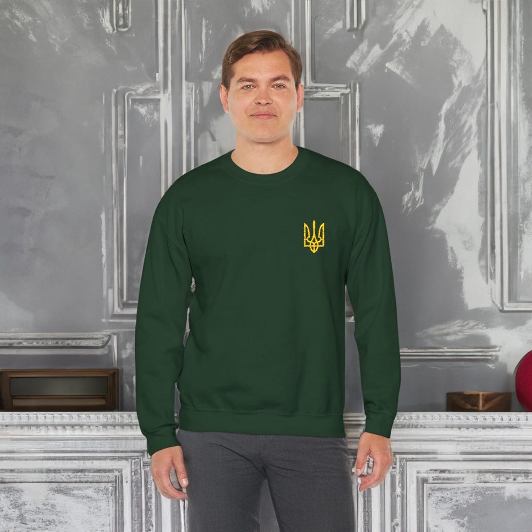 Unisex Ukrainian Zelensky Suit Embroidered Tryzub Crewneck Sweatshirt ...