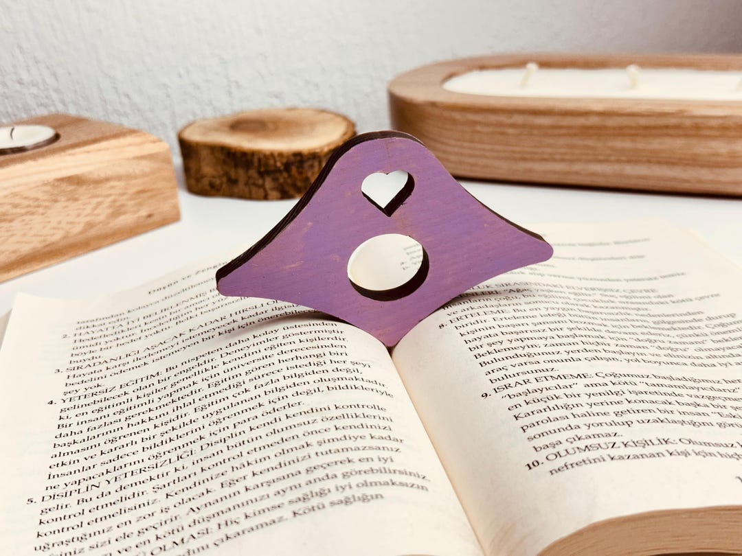 Purple Mini Heart Wooden Bookmark – Hand-painted, Non-toxic & Eco ...