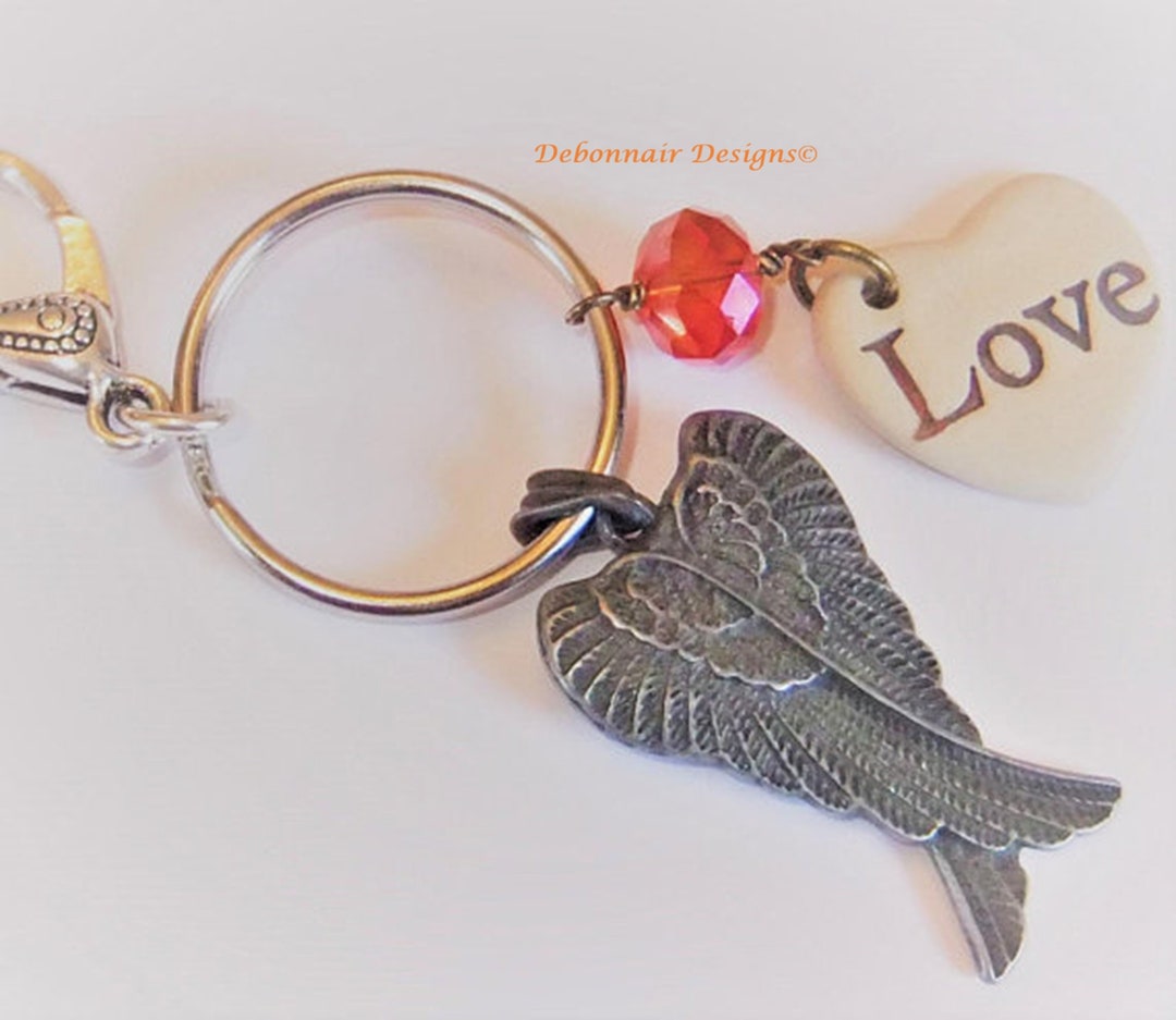Angel Wings Key Chain, Orange, Leukemia Awareness, Angel Key Chain With ...