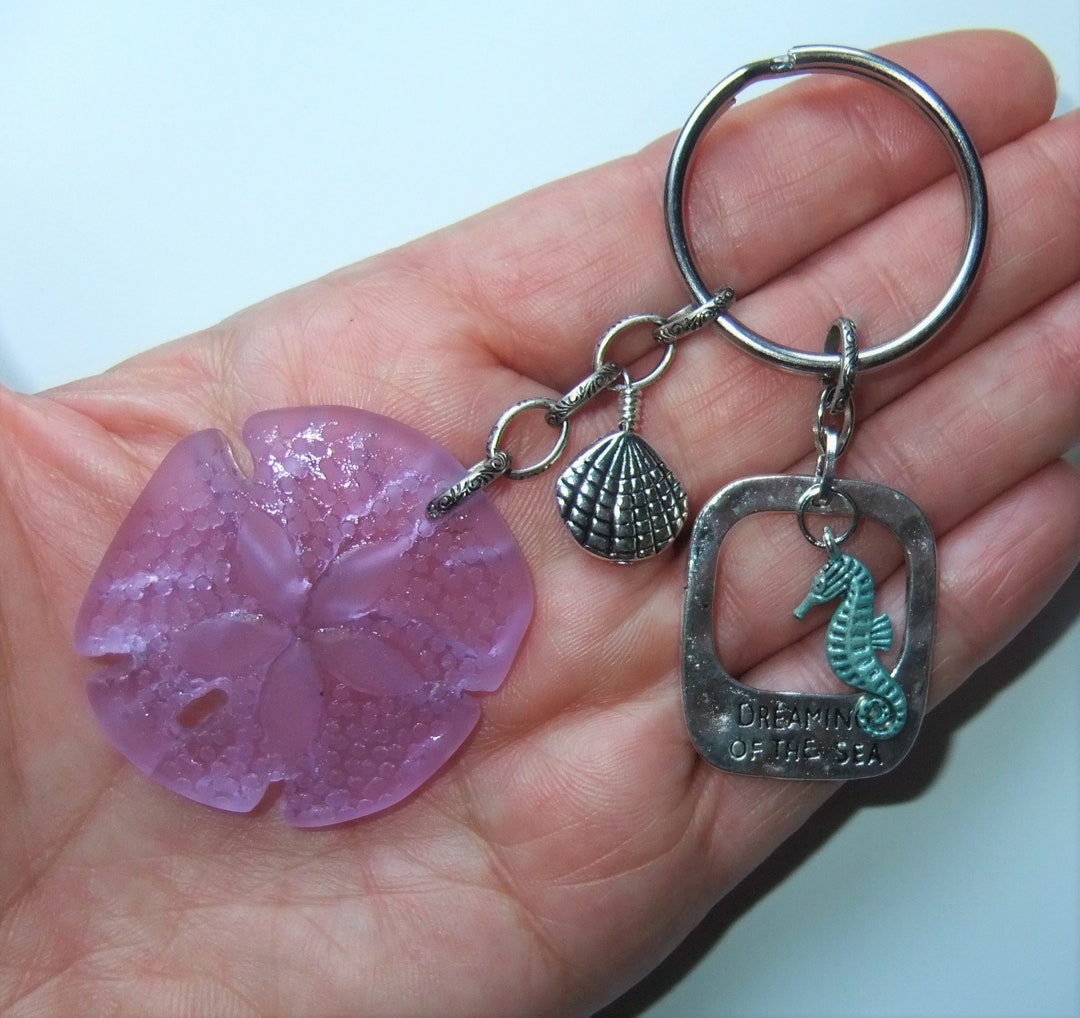 Sand Dollar Keychain, Quote Keychain, Car Accessory, Seahorse Keychain ...