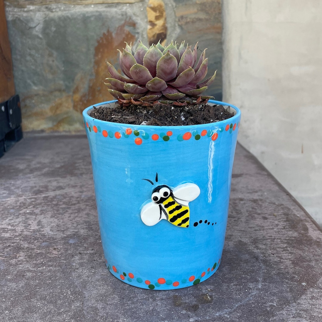 Blue Bee Garden Planter - Etsy