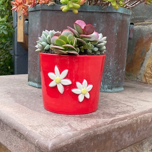 Red Daisy Planter - Etsy