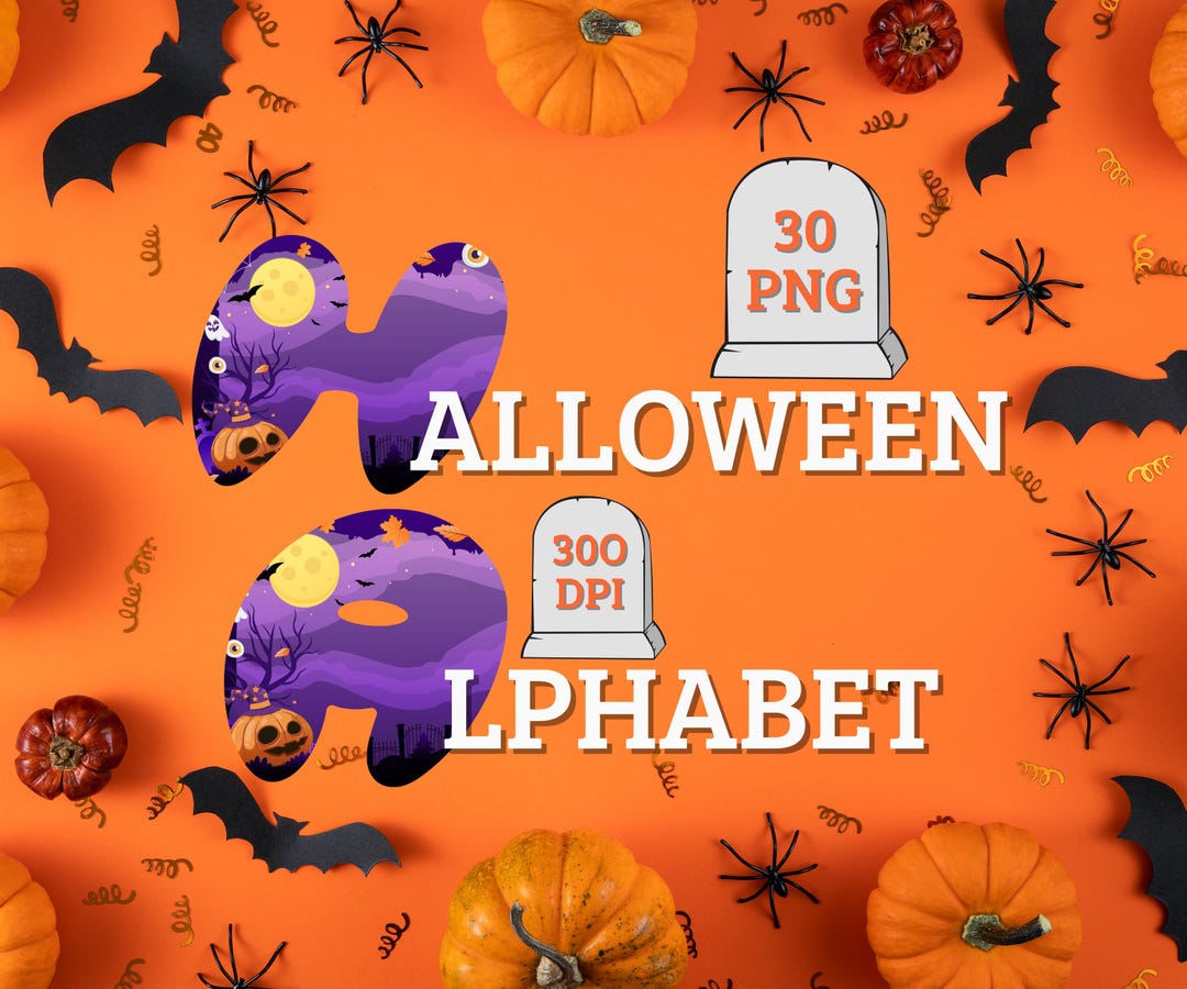 Halloween Alphabet Clipart PNG Download, Halloween Pattern Letters for ...